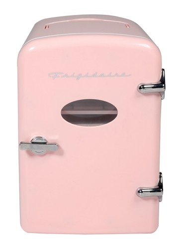 Retro Pink Mini Fridge Compact Personal Refrigerator 6 Soda Can Snacks ...