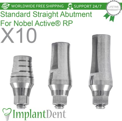 10 Straight Abutment Fit Nobel Biocare, Active Hex RP, Dental Implant ...