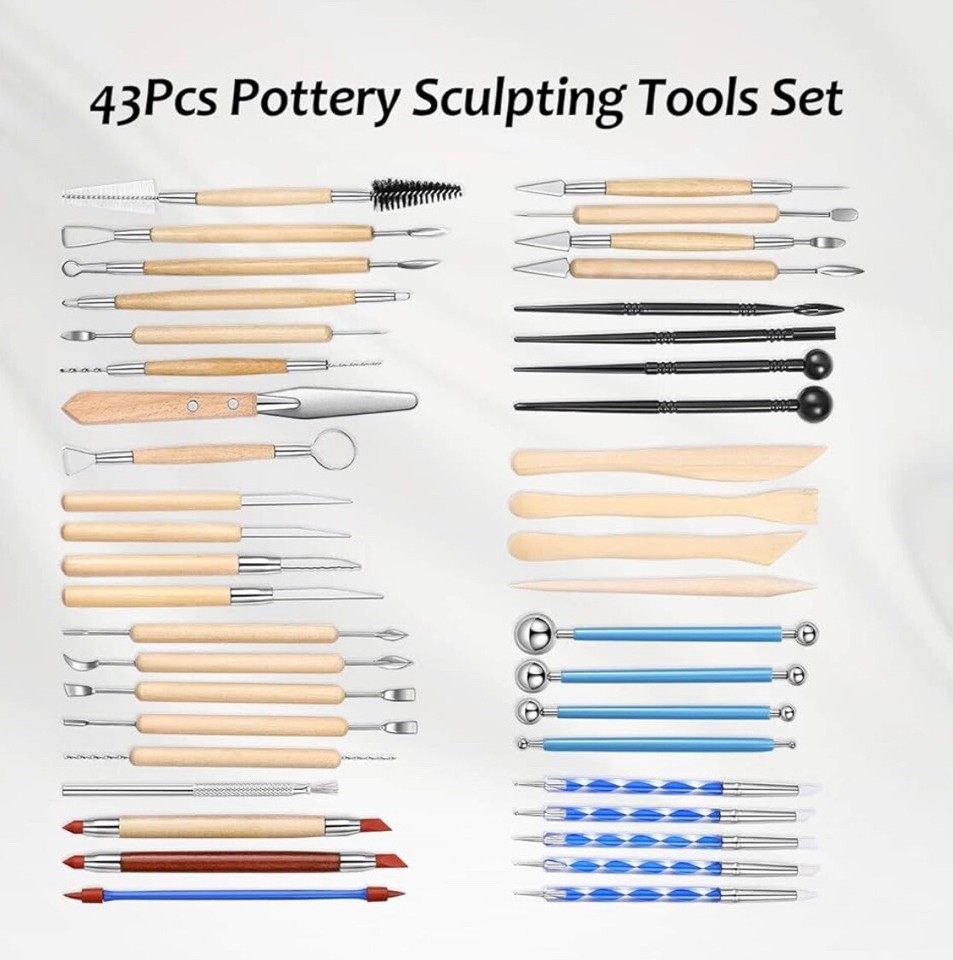 Pottery Clay Sculpting Tools 43Pcs Double Sided Ceramic Clay Carving ...