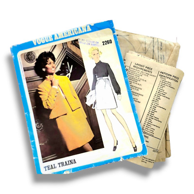 1960s VOGUE 2260 2 Piece Mod Dress Jacket Size 14 Bust 36 Teal Traina ...