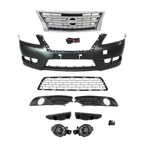 Front Bumper Cover Upper Lower Grille With Fog Light For 2013-2015 ...