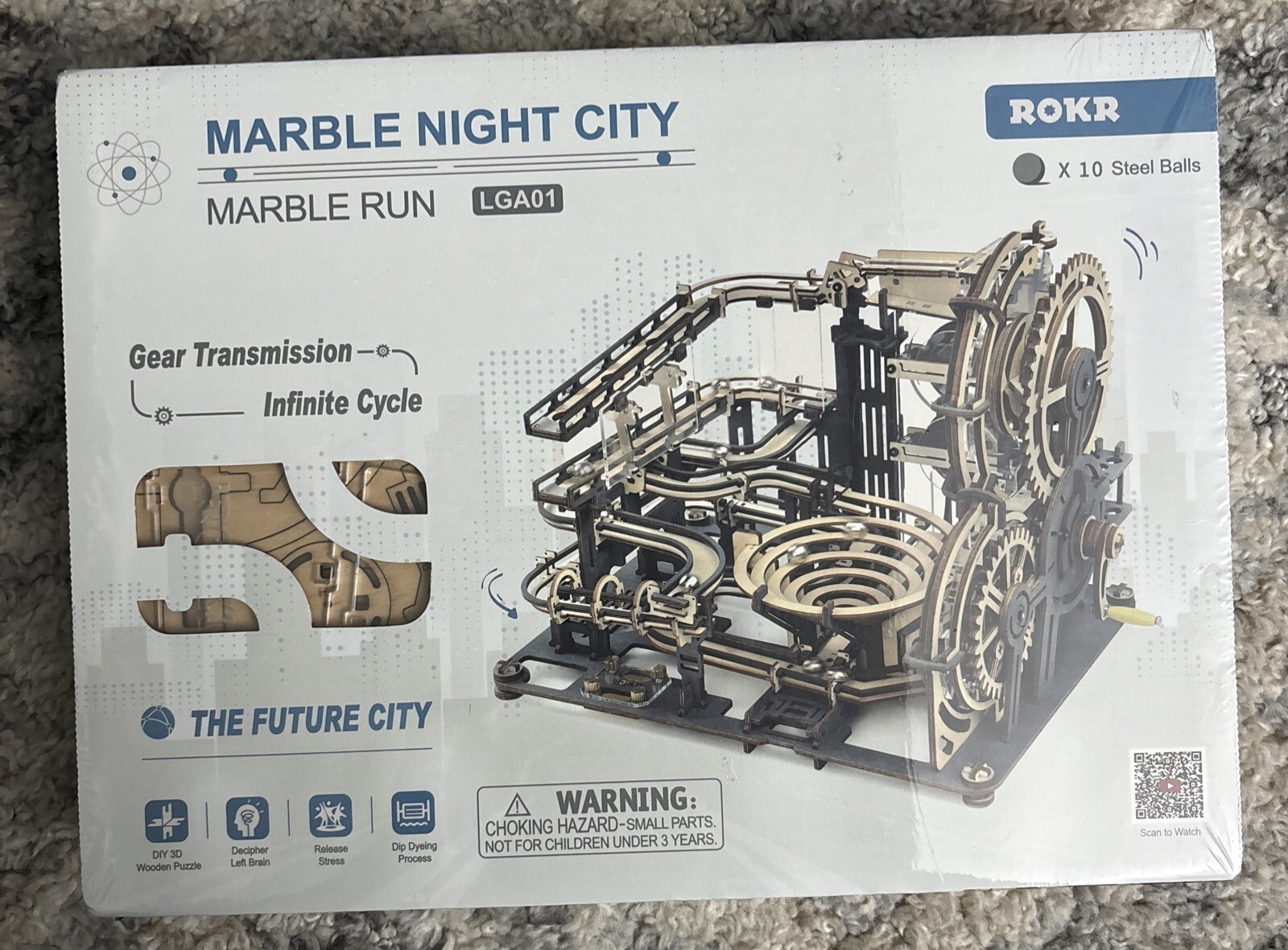 ROKR 3D-Marble Night City Marble Run LGA01 Gears/Steel Balls Wood ...