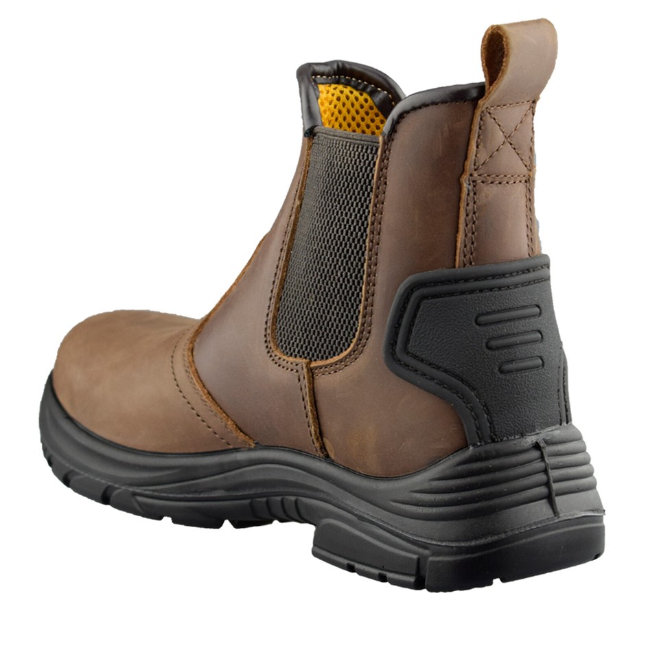 Mens Leather EEEE Wide Fit Safety Steel Toe Cap Work Chelsea Boots ...