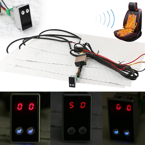 Carbon Fiber Universal Heated Seat Heater Digital 5-Gear Switch Kit For ...