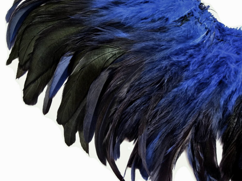 4 Inch Strip - Navy Blue Dyed Half Bronze Strung Rooster Schlappen ...
