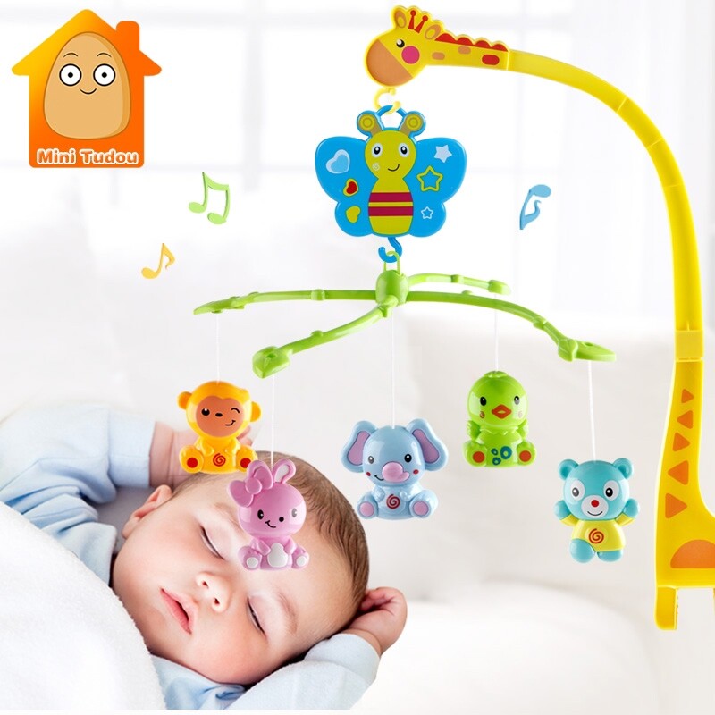 4 in 1 Musical Crib Mobile Bed Bell Animal Baby Rattle Rotating Bracket ...