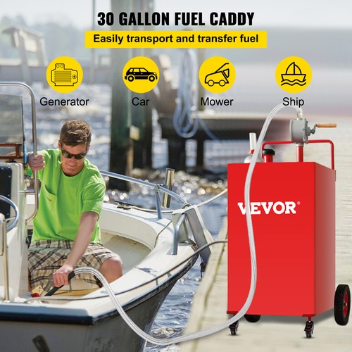 VEVOR 30 Gallon Gas Caddy Fuel Diesel Oil Transfer Tank, 4 Wheels ...