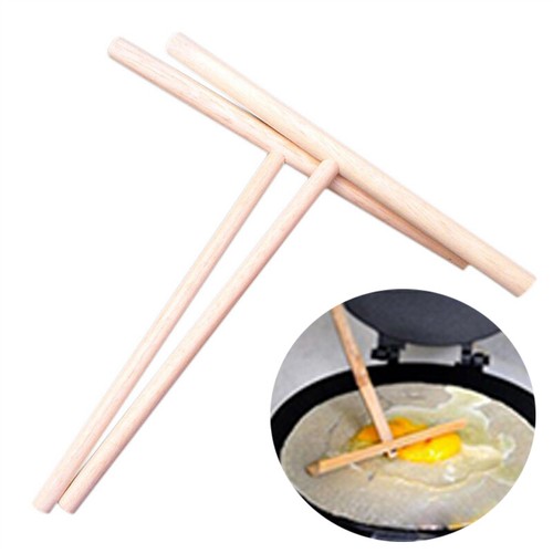 Rake Crepe Tool Kit Wooden Batter Spreader 15cm 2X Round Kitchen ...