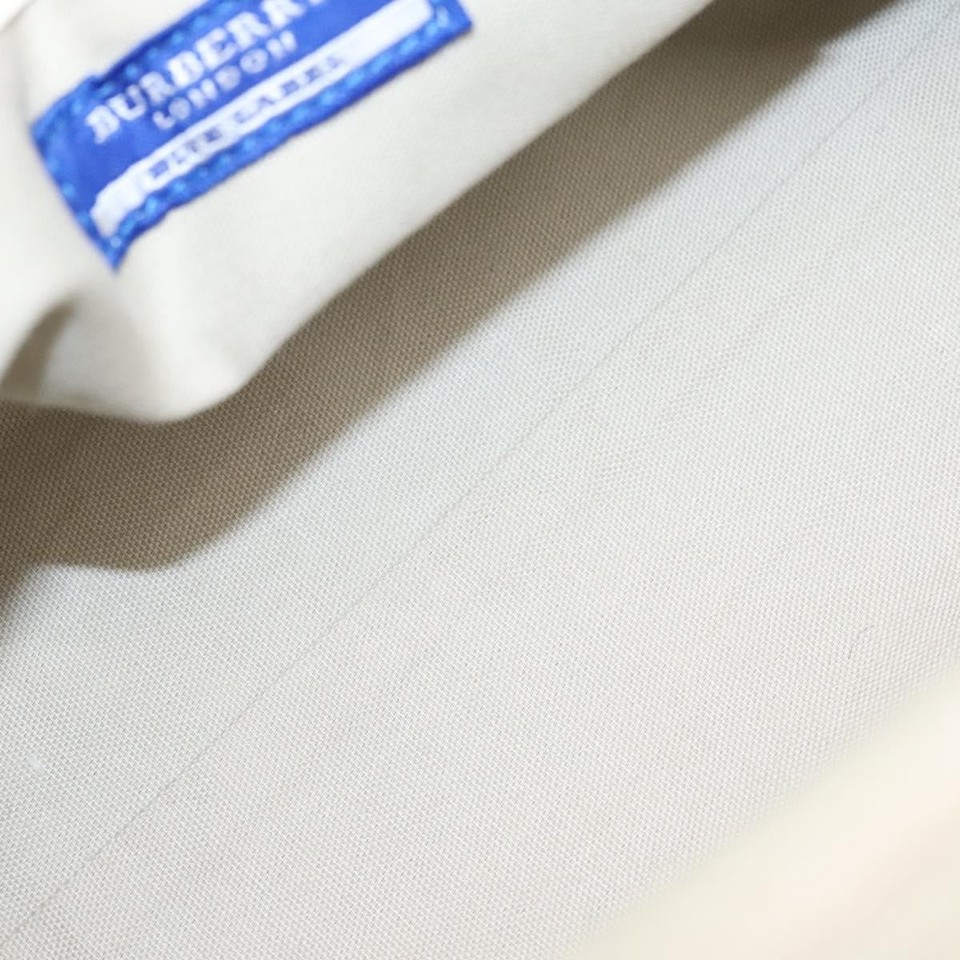 BURBERRY Nova Check Blue Label Hand Bag Canvas Leather Gold White Auth ...