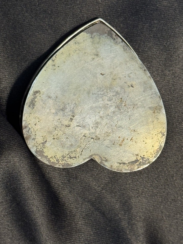 DREYFOUS Antique Silver Enamel Heart Shaped Large Clip Holder Paper ...