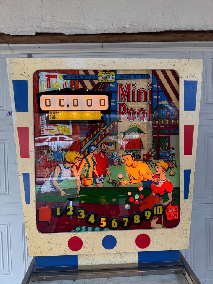 1969 Gottlieb's "Mini Pool" Rare pool/billiards themed pinball Machine ...