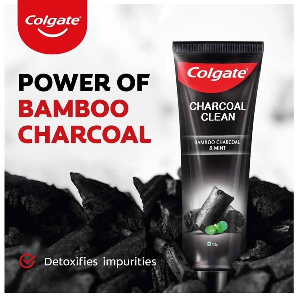 Colgate Charcoal Clean Black Gel Toothpaste, With Bamboo Charcoal 120 ...