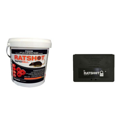 Ratshot Rapidkill Rat Mouse Rodent Poison Bait Blocks 800gr + Station ...