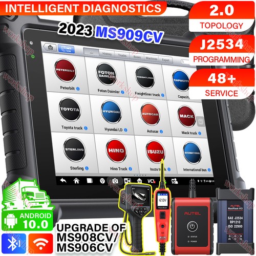 Autel Maxisys MS909CV Diesel OBD2 Diagnostic Heavy Duty Truck Scanner ...