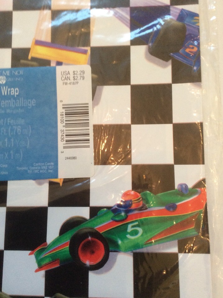 American Greetings Race Cars Speedway USA Made Carlton Cards Birthday ...
