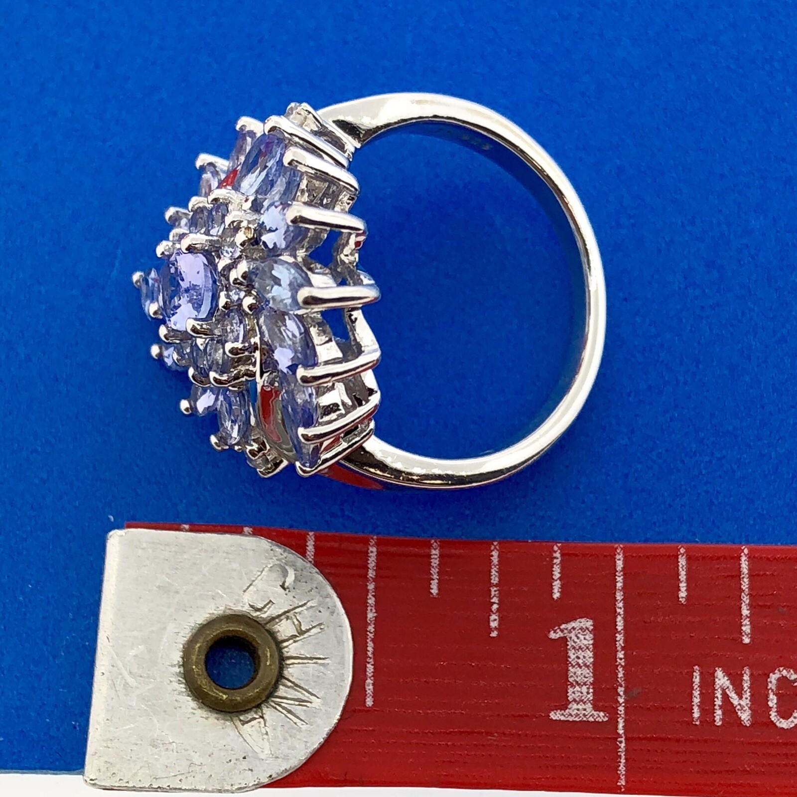 Stunning Designer JS 925 Sterling Silver Tanzanite Diamond Floral ...
