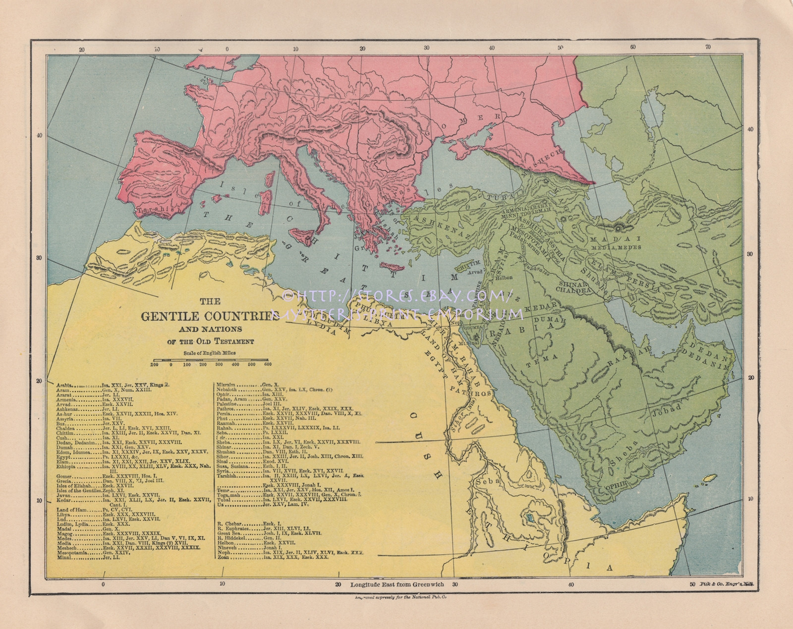 Gentile Countries-Old Testament-1897 ANTIQUE VINTAGE PRINT-Ancient Map ...