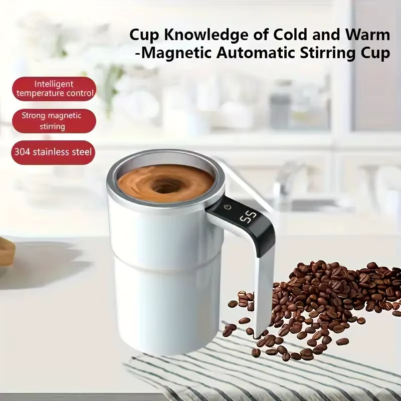 Smart mixing coffee cup LED display|USB charging|magnetic mixing ...