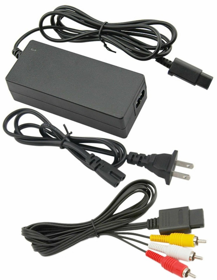 AC Adapter Power Supply & AV Cable Cord For Nintendo GameCube GC ...