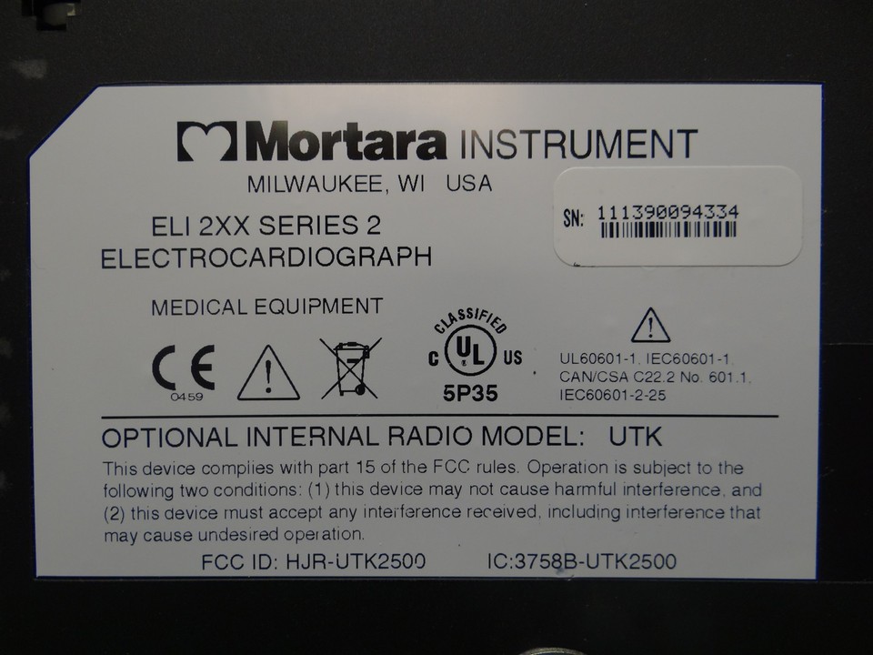 Mortara ELI 250c Electrocardiograph EKG/ECG Machine 12-Lead Display ...