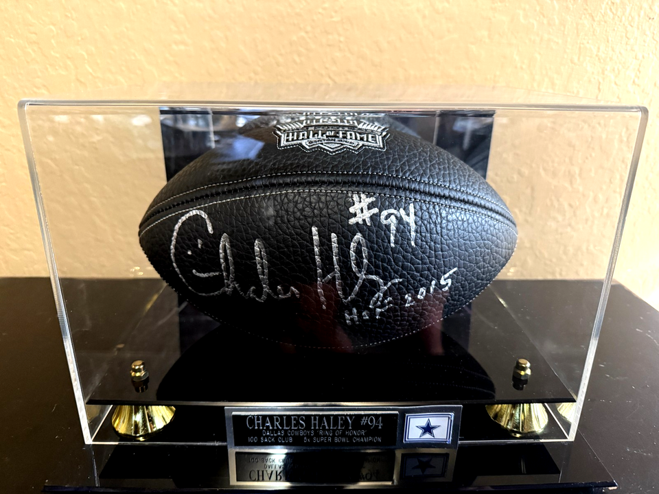 Charles Haley Autographed Dallas Cowboys HALL OF FAME Logo Football PSA ...