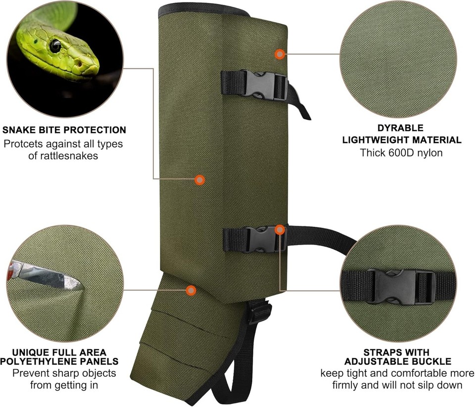 Snake Gaiters Leg Guards, Waterproof Snake Guards, Adjustable Snake ...