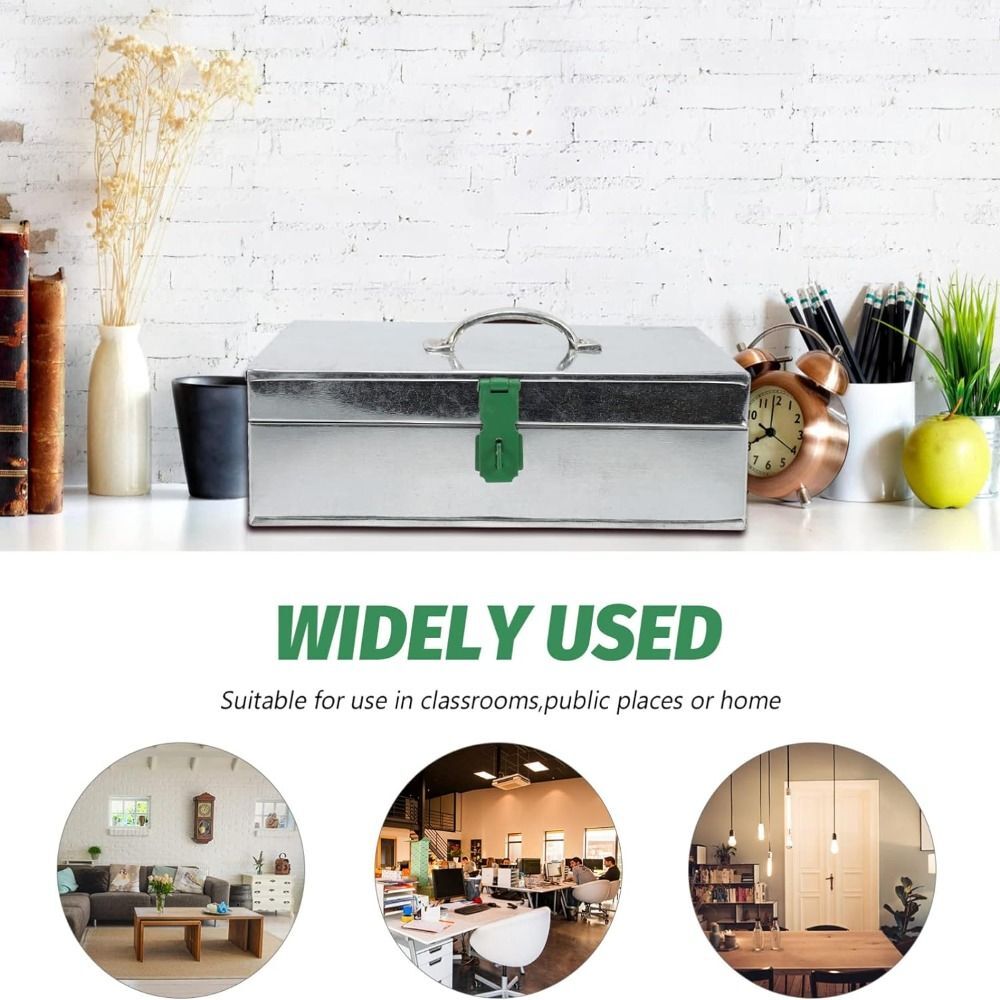 Sliver Rectangle Metal Fireproof Document Box Practical Storage Box ...