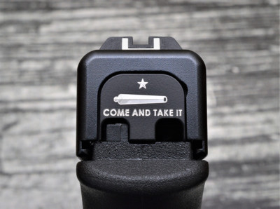 Milspin Come andTake It Glock Slide Back Plate Black Cerakote on ...