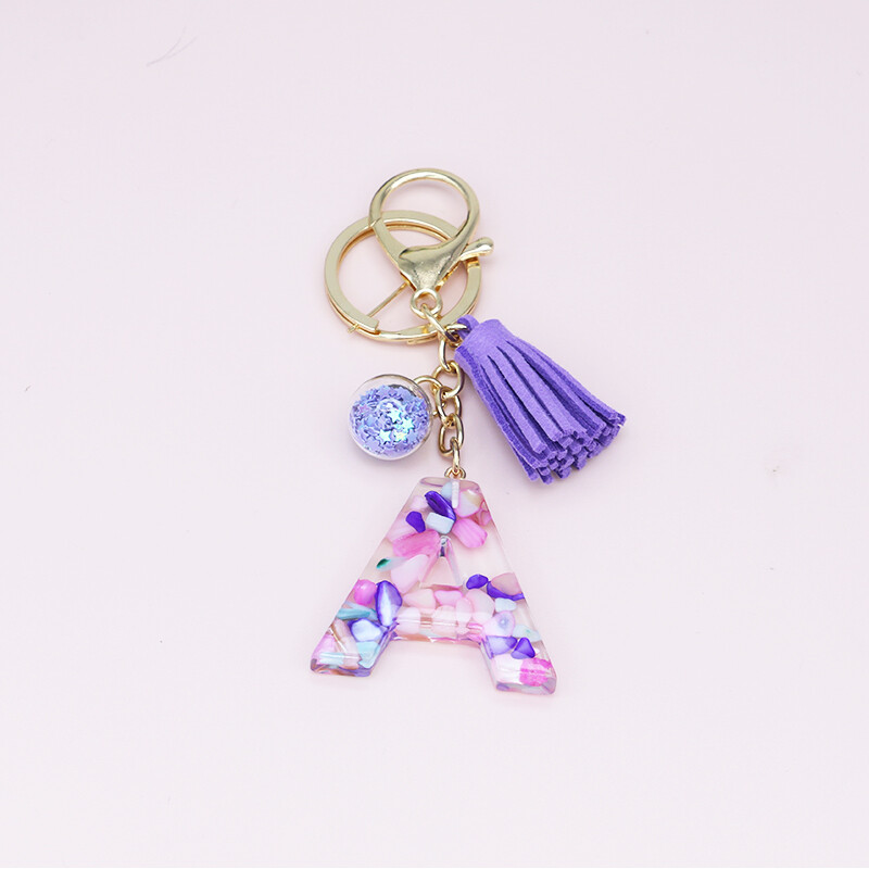 Women Alphabet Keyring Letter A-Z Key Chian with Tassel Key Chain Bag ...