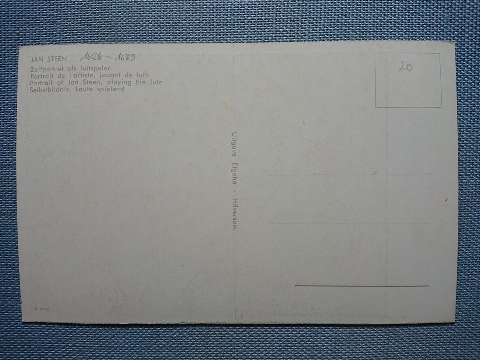 Postcard AK Jan Steen Self-Portrait Playing Lute 16th Century. | eBay