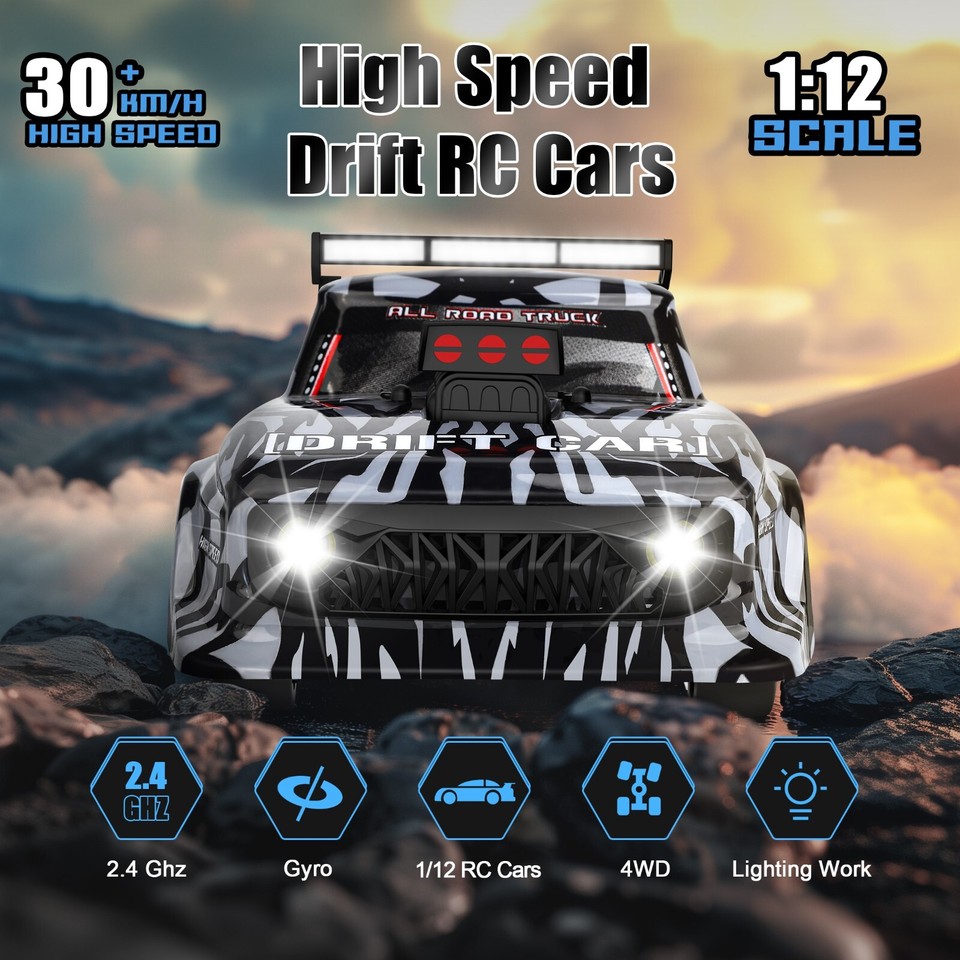 1/12 RC Drift Car 21MPH 4WD High Speed Remote Control Drifting Cars ...