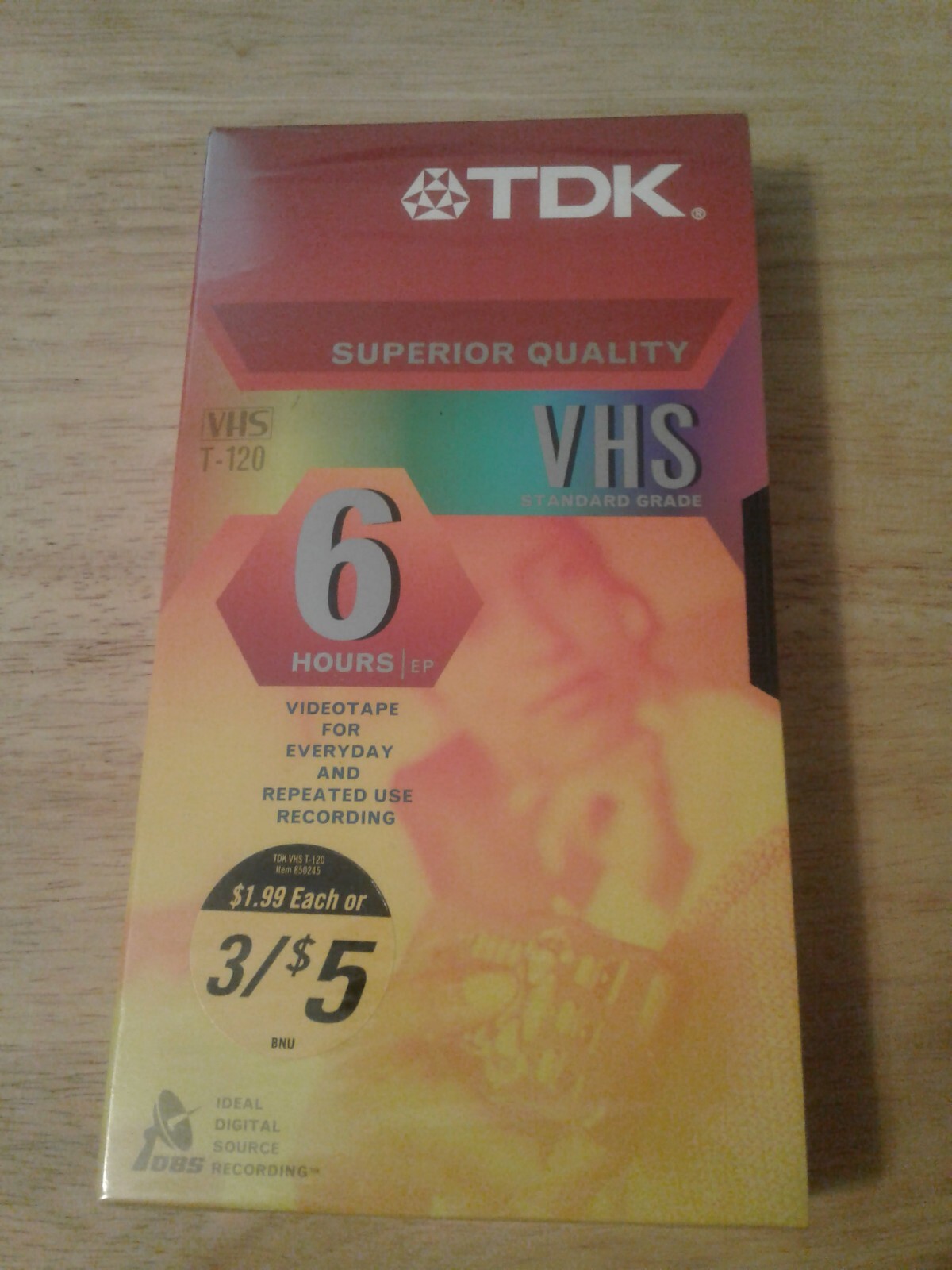 TDK superior quality vhs blank tape t-120, standard grade 6hrs/ep NEW ...