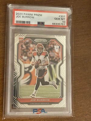 2020 PANINI PRIZM JOE BURROW RC #307 ROOKIE CARD PSA 10 GEM MINT 🔥🔥🔥 | eBay