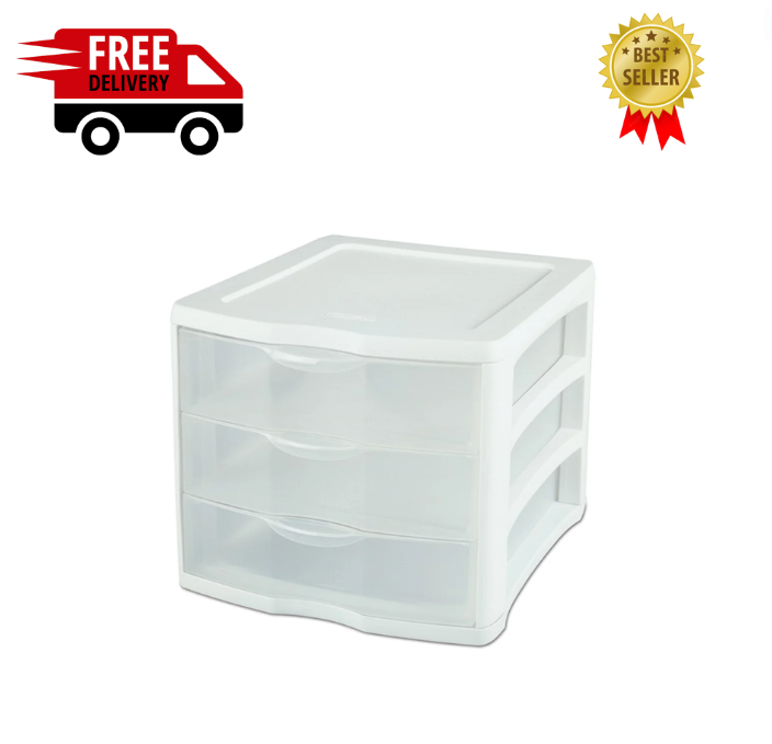 3 Drawer Plastic Storage Drawers Containers Clear Rack Cabinet ...