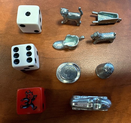 Monopoly Replacement Pieces: Set of 7 Metal Figures W/Dice | eBay