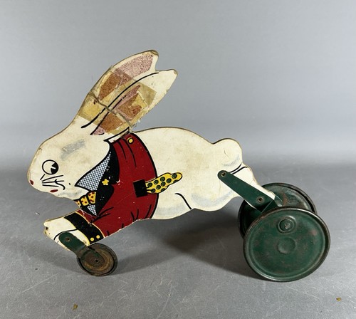 Antique PETER RABBIT Cardboard & Metal PULL TOY | eBay