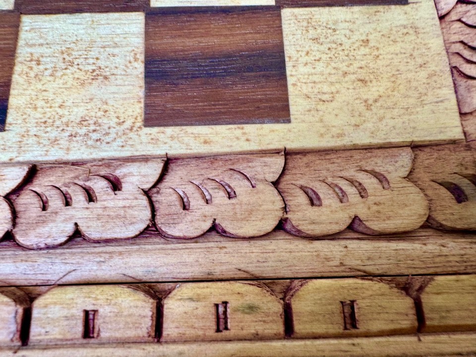 Hand Carved Wood Chess & Backgammon Board & Chess Pieces Bali Indonesia ...