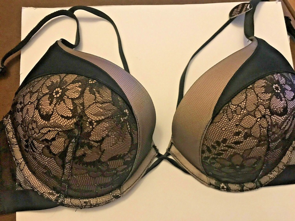 VICTORIA SECRET BOMBSHELL BRA ADD 2 CUP PLUNGE Super Push UP NEW Shine ...