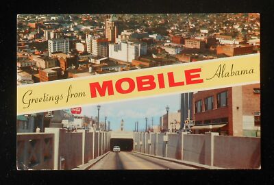 1962 Aerial View and Bankhead Tunnel Greetings Mobile AL Postcard ...