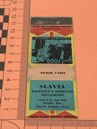 Front Strike Matchbook Cover Slavis Bohemian & American Restaurant ...