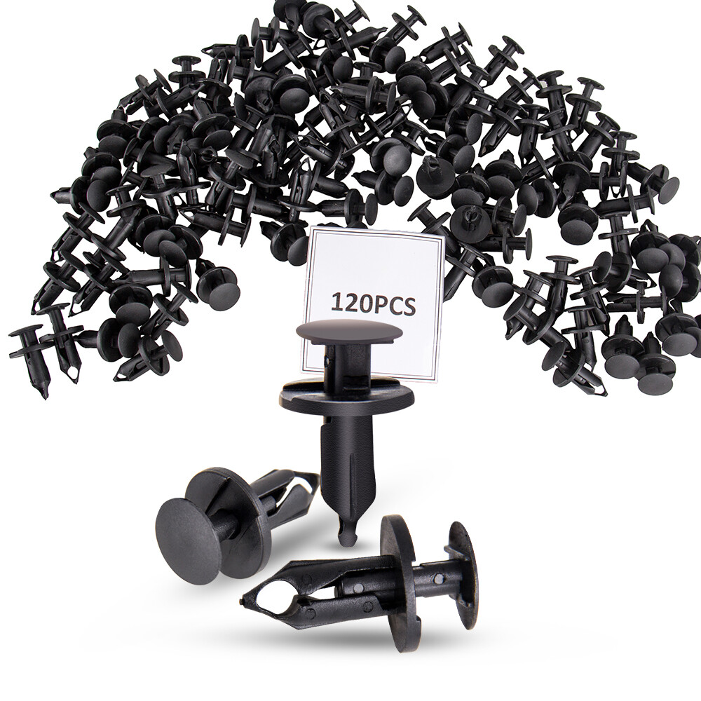 120Pack 8mm Car Plastic Rivets Bumper Clips Retainer Fastener Fender ...