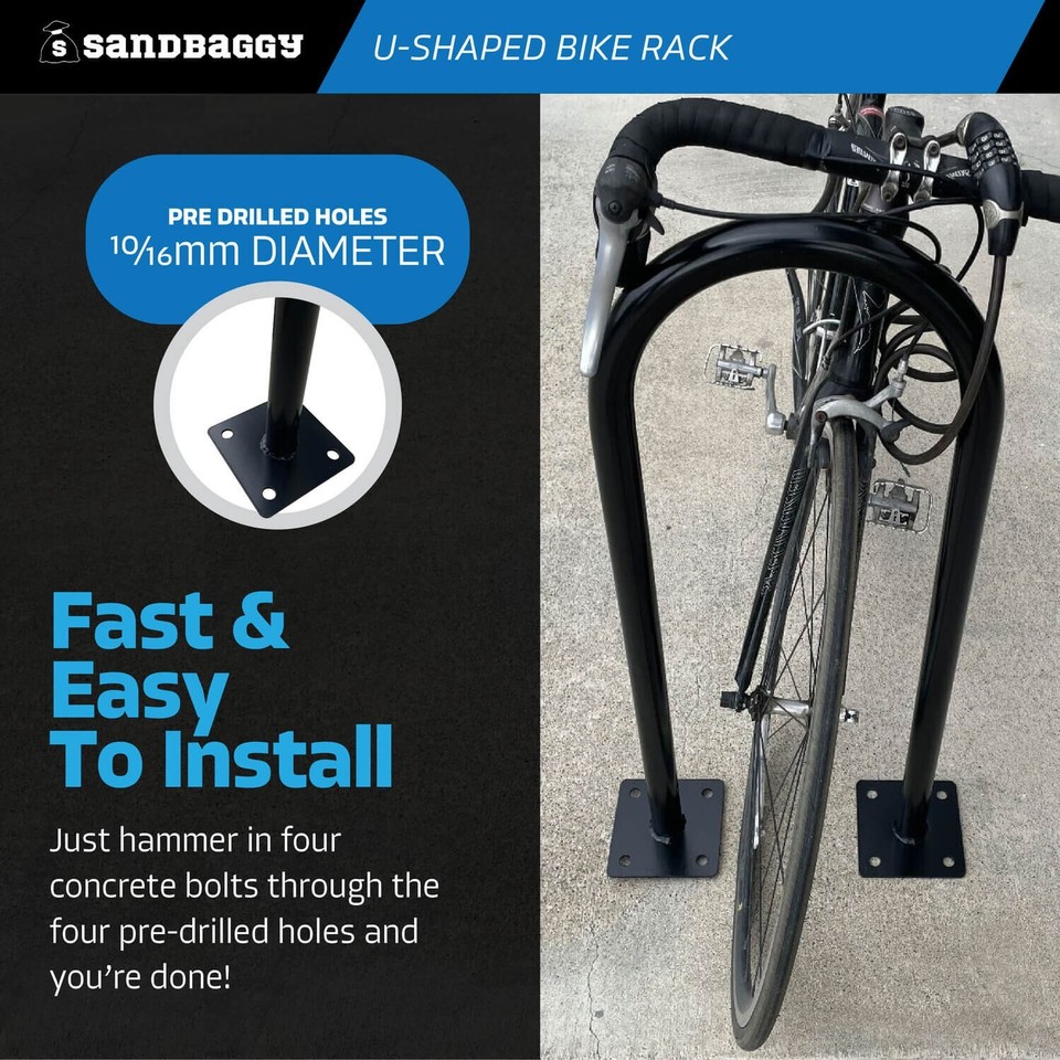 Sandbaggy In Ground Bike Rack | U Shaped, Commercial, Outdoor, 1 Loop ...