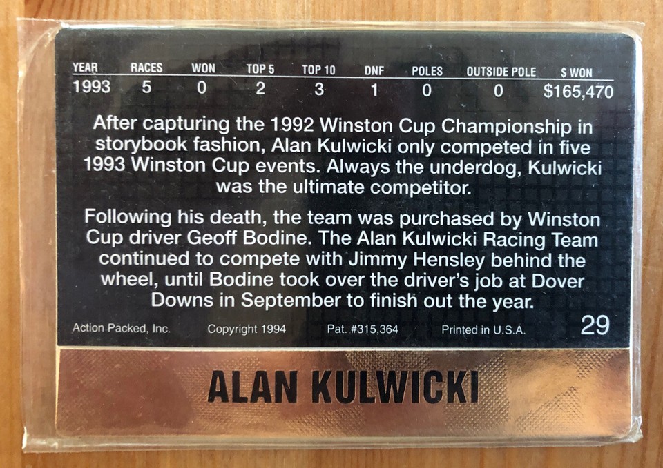 1994 Alan Kulwicki Action Packed Card | eBay