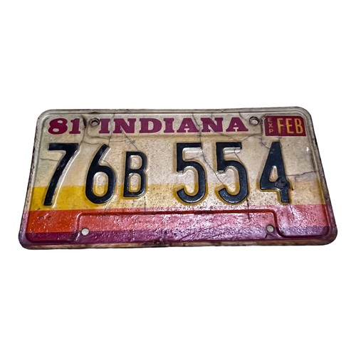 Vintage Indiana License Plate Original Retro Tag Sunset 1981 76B 554 ...