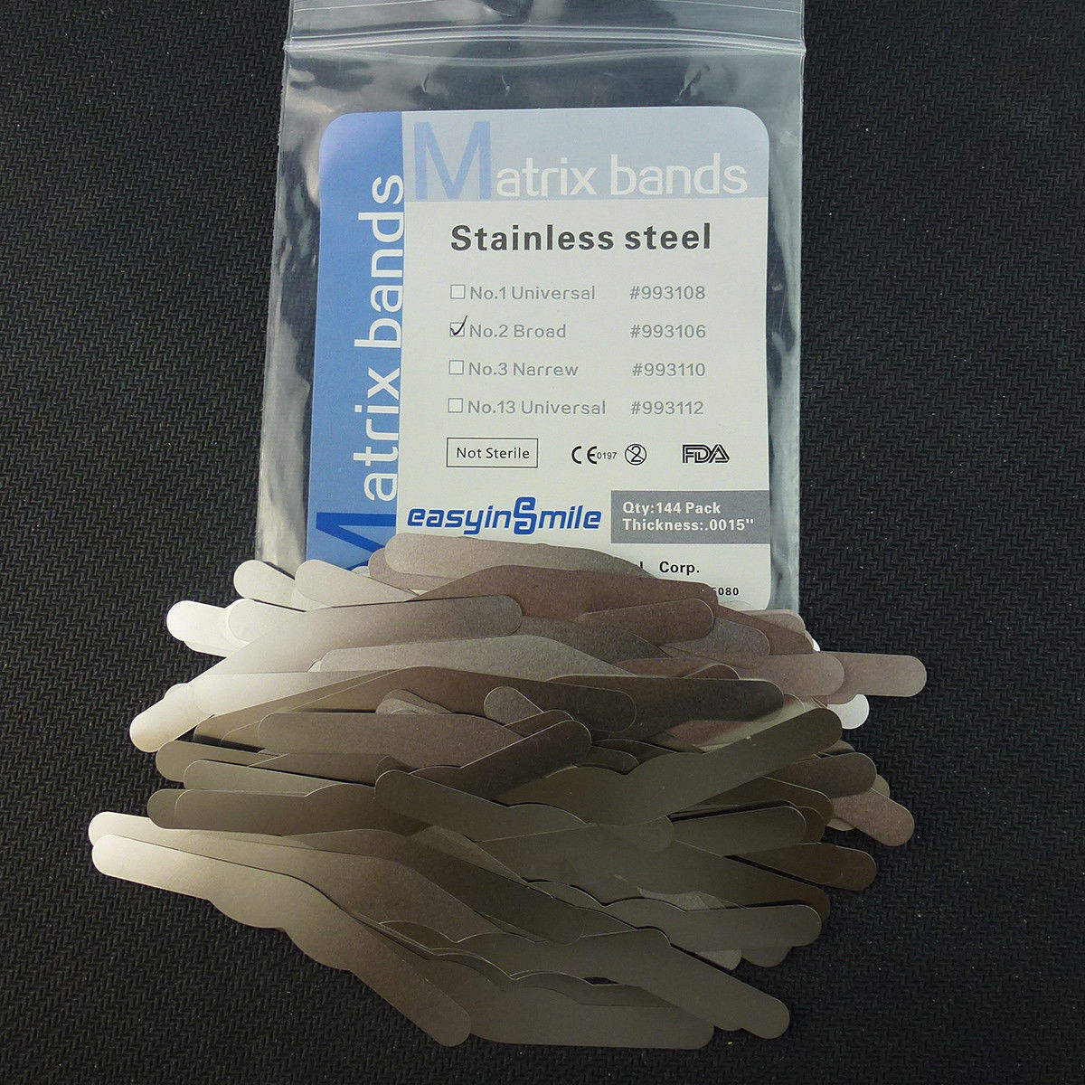 144 Pc #2 Dental Adult Matrix Bands Tofflemire size .0015" Authentic ...