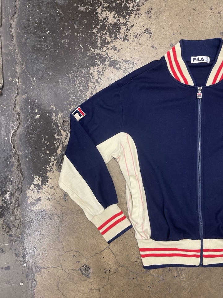 Vtg 1970’s Fila Settanta Borg Track Jacket Navy Red Wool Rare Model USA ...