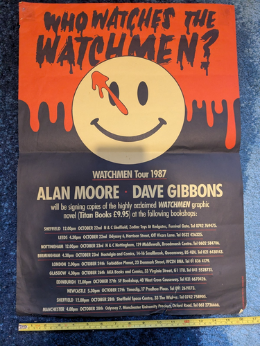 Watchmen 1987 Promotion Tour Poster. Alan Moore, Dave Gibbons. Good ...
