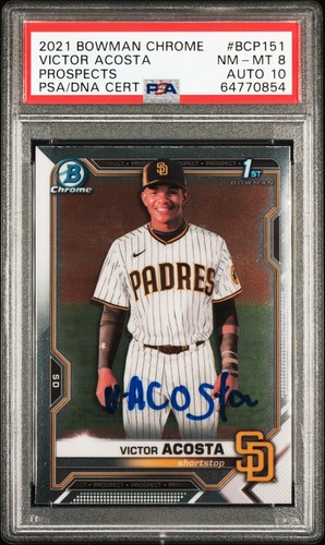 Victor Acosta SIGNED 2021 Bowman Chrome Autographed Auto Card PSA 8/10 ...