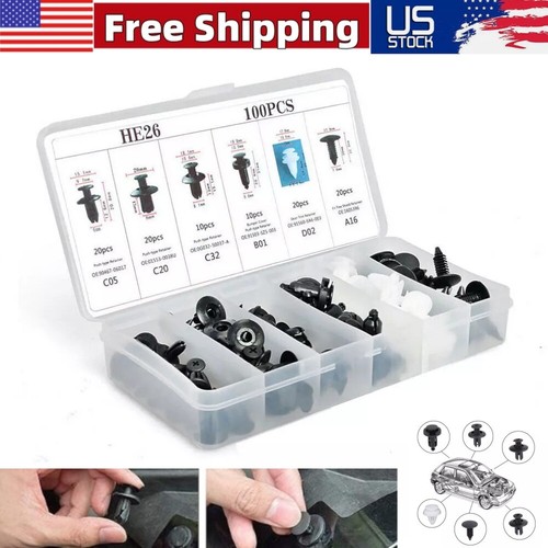 100Pcs Car Clips Plastic Rivets Fasteners Push Retainer SUV Auto Push ...