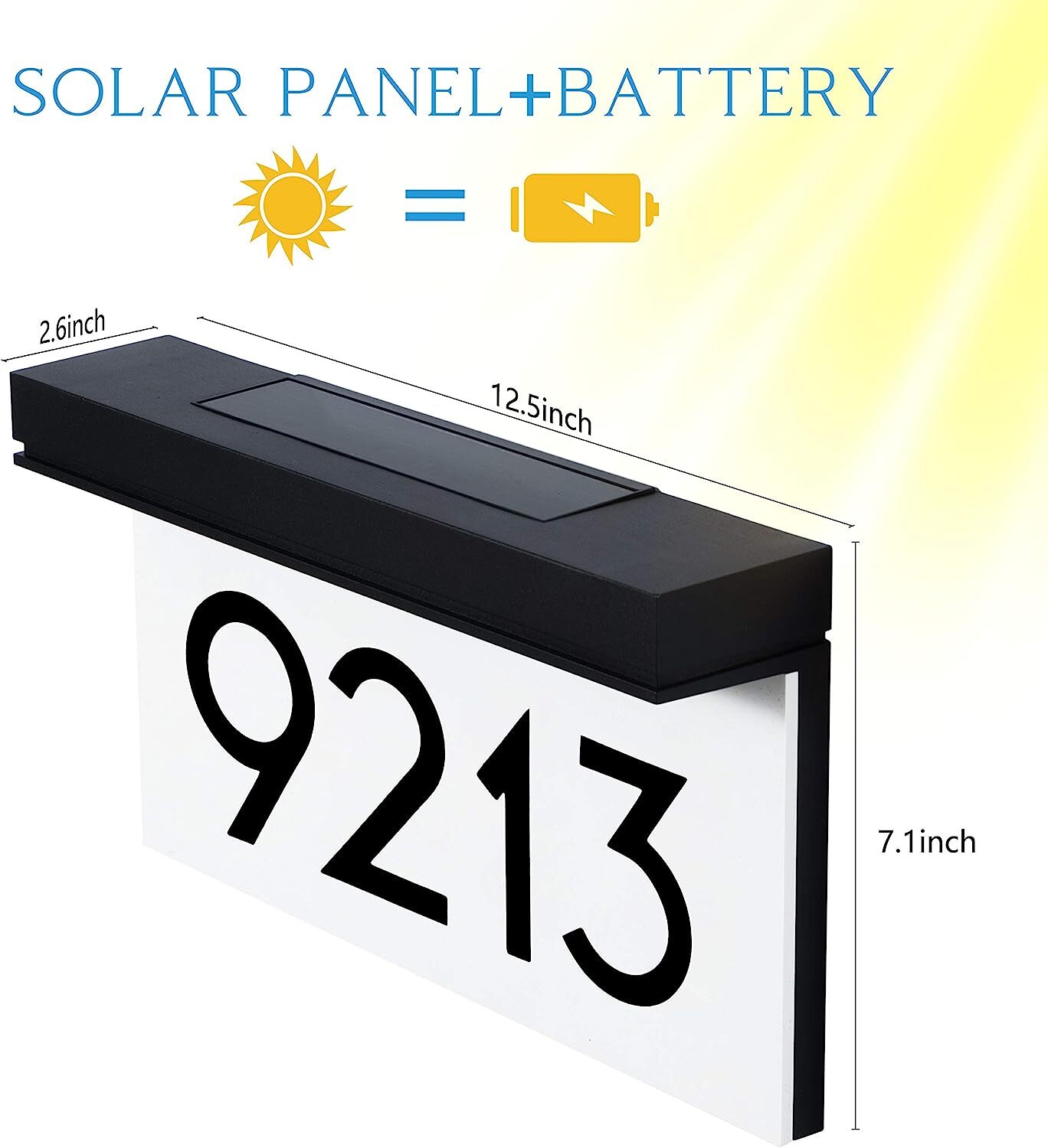 House Address Numbers Solar Powered + Battery 3000k/6000k LED ...